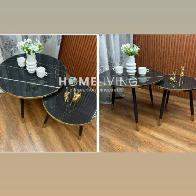 Jual HOME LIVING - MEJA TAMU 2IN1 GRANITE BULAT - COFFEE TABLE - MEJA ...