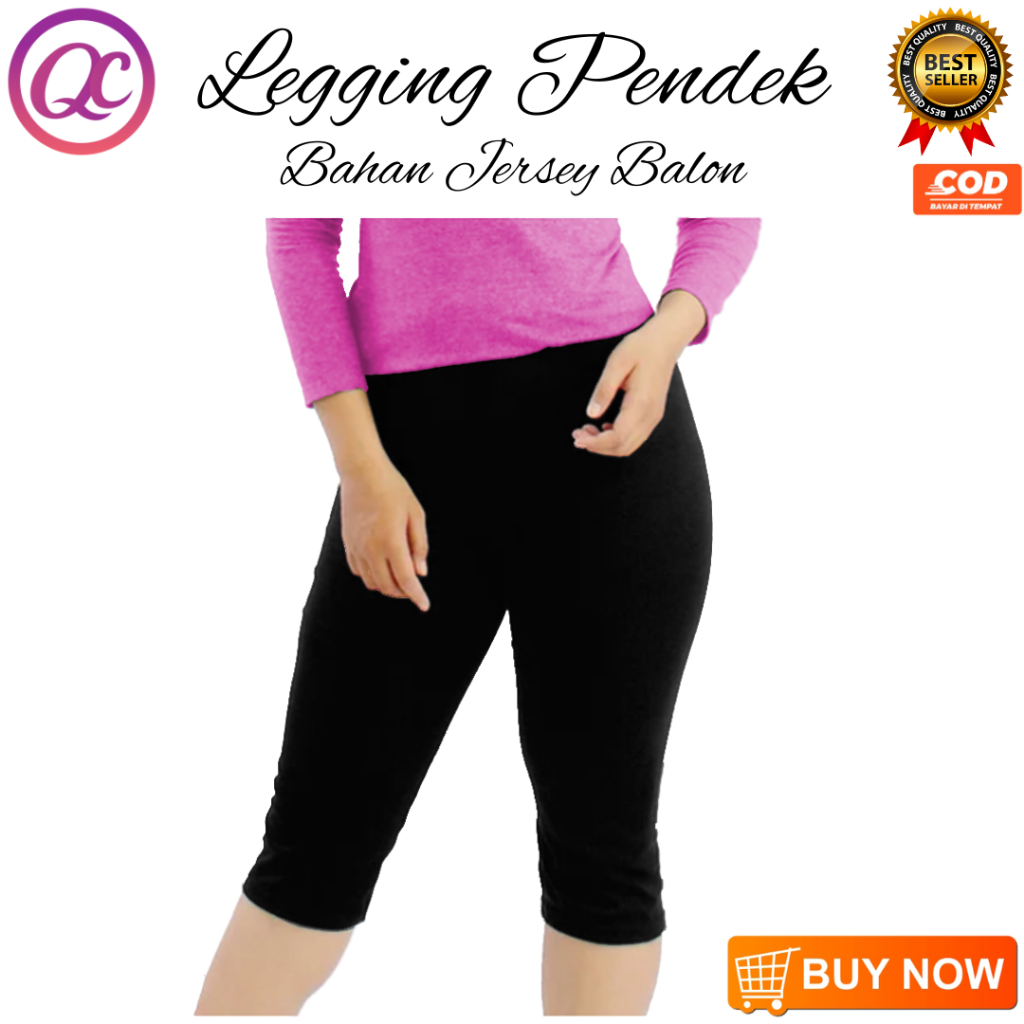 Jual Legging Pendek Wanita Celana Dalaman Ketat Jersy 7/8 Polos Lejing ...