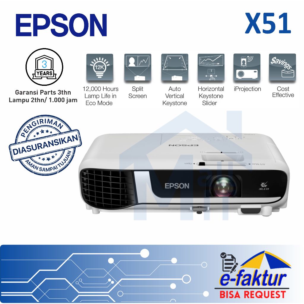 Jual MALLIT EPSON Proyektor EPSON EB-X52 EB-X51 X52 X51 EBX52 EBX51 XGA 3800 Lumens Medan ...