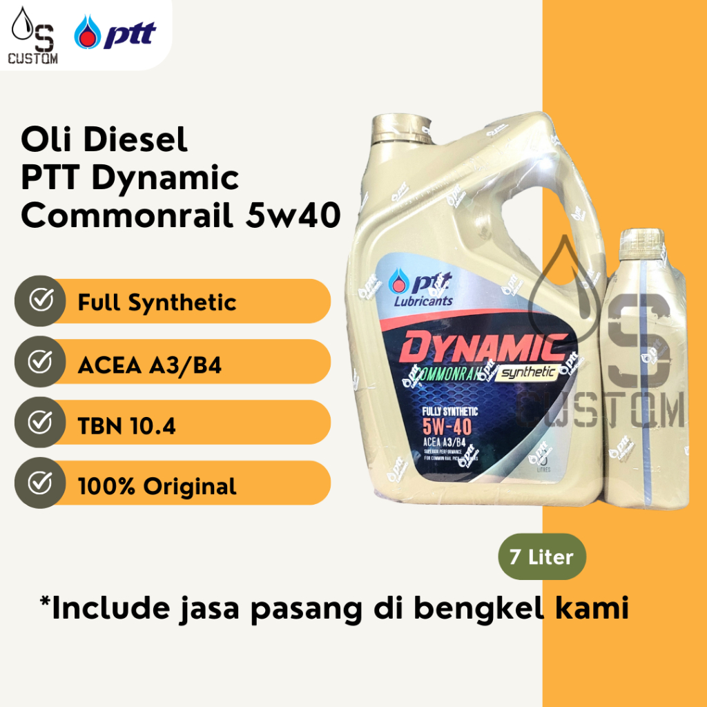Jual Oli Diesel PTT Dynamic 5w40 7L ACEA A3 B4 Full Synthetic | Shopee Indonesia