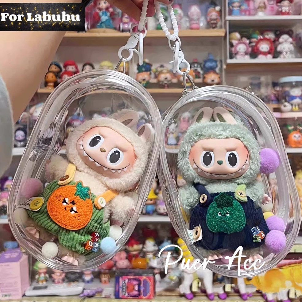 Jual Tidak Diragukan Puer acc15cm18cm Tas penyimpanan transparan PVC Pop Mart Tas labubu PVC Pop ...