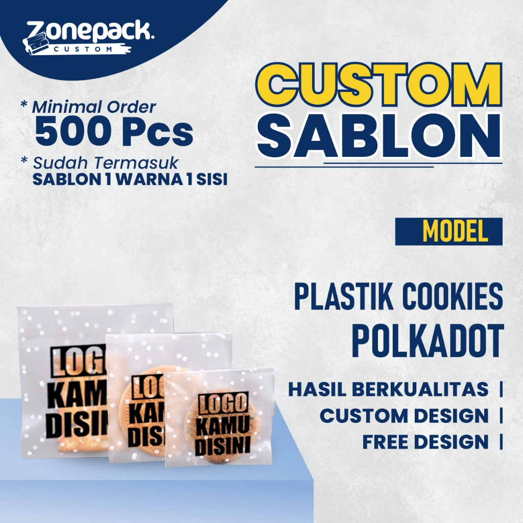 Jual Sablon Plastik Cookies Polkadot | Custom / Free Desain Plastik OPP ...