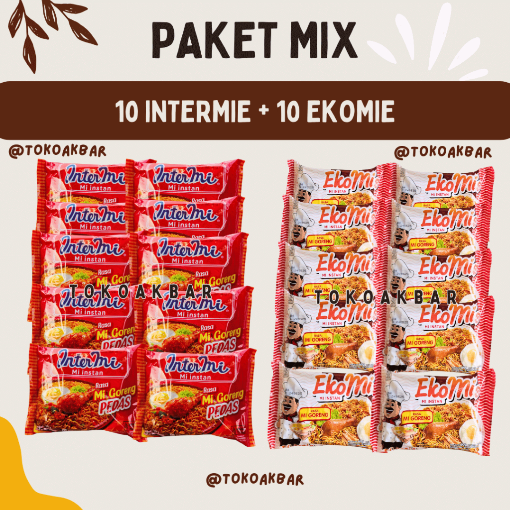 Jual MIX 10 INTERMIE PEDAS + 10 EKOMIE MIE INSTAN BERGIZI ENAK GROSIR ...