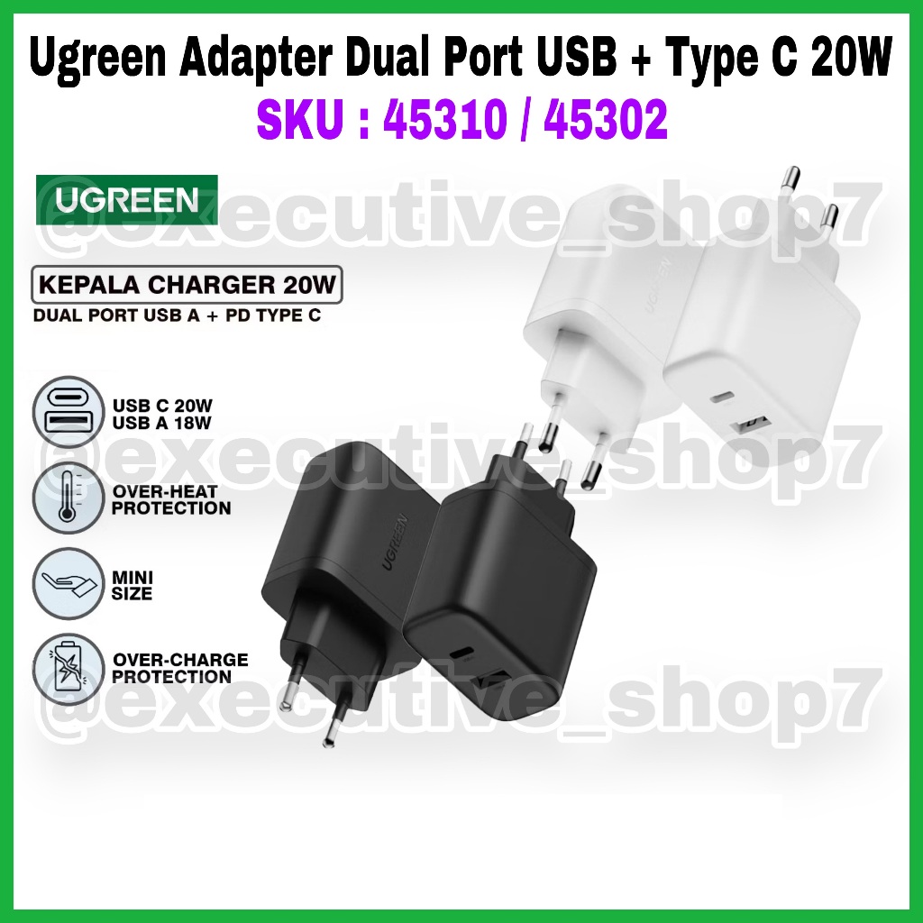 Jual Ugreen Adapter Dual Port USB + Type C 20W - Mini Size - SKU ...