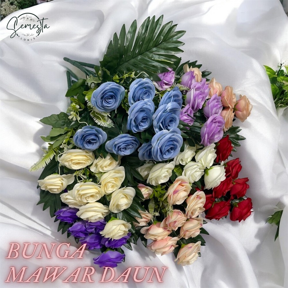 Jual BUNGA MAWAR DENGAN DAUN ARTIFICIAL PREMIUM UNTUK DEKORASI RUANGAN ...