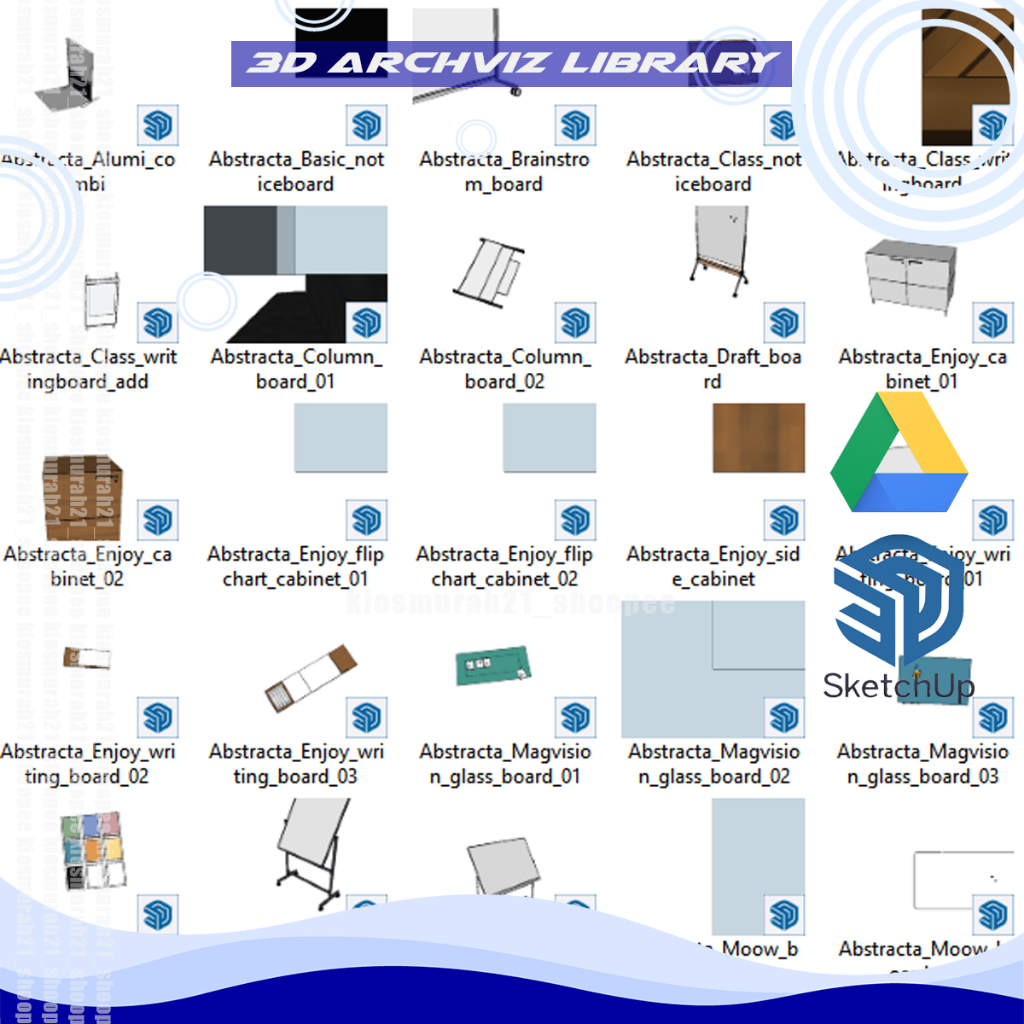 Jual 33 Office Pack Boards Sketchup Model Asset Library | Shopee Indonesia