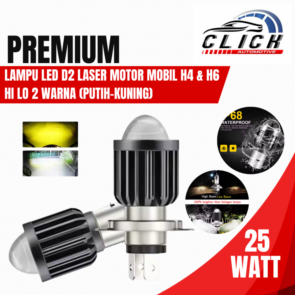 Jual TERMURAH!! AUTO LED Lampu Motor Tembak Laser H4 / Led D2 Laser Motor Mobil H4 Hi Lo 2 Warna ...