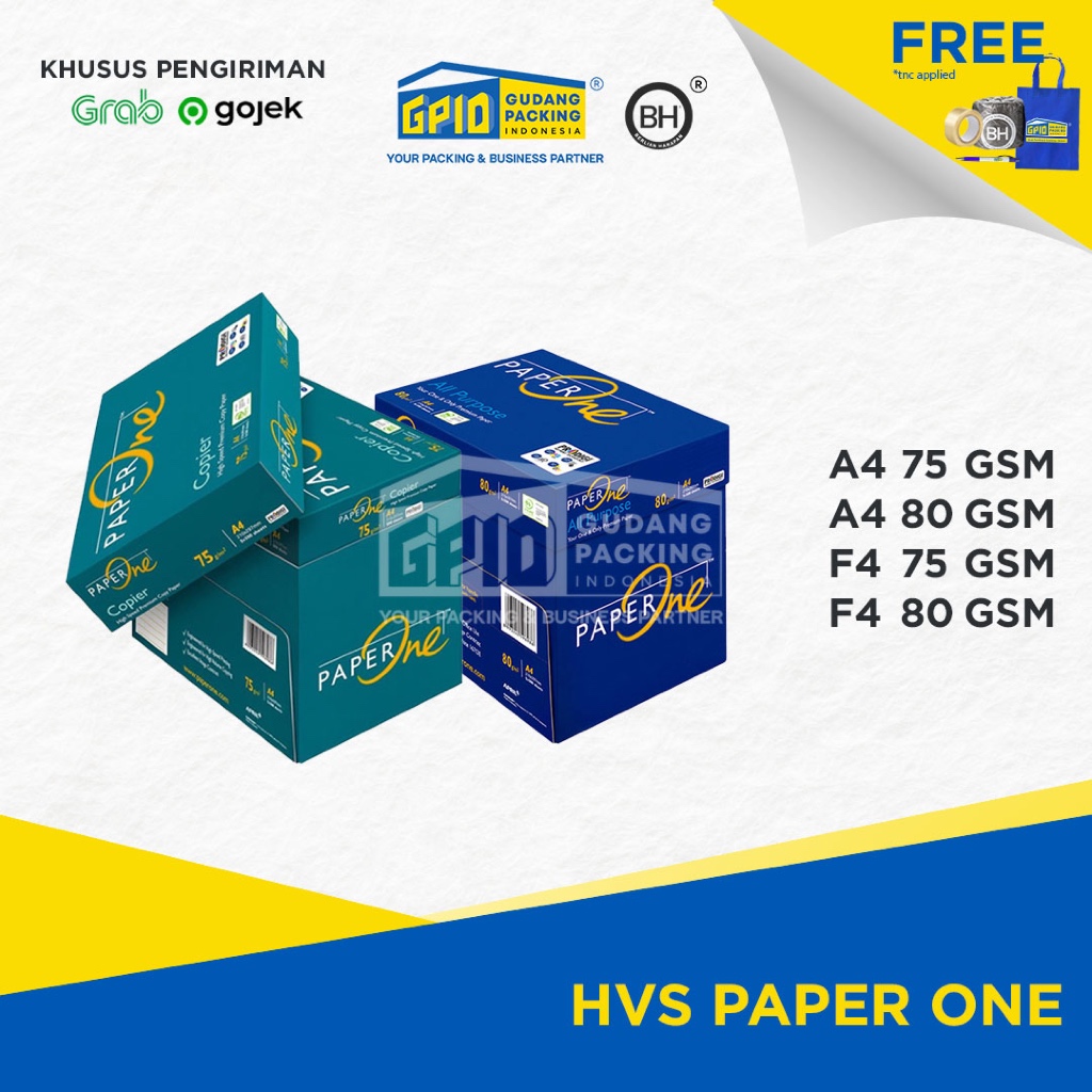 Jual (GOSEND/GRAB) PAPER ONE - Kertas HVS (A4 / F4) Gramasi (75 / 80) Gsm | Shopee Indonesia