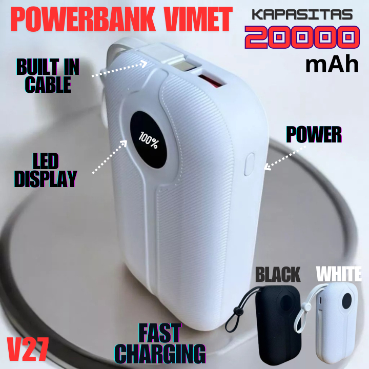 Jual Powerbank Vimet 20000mAh Real Capasity Fast Charging + Built In ...