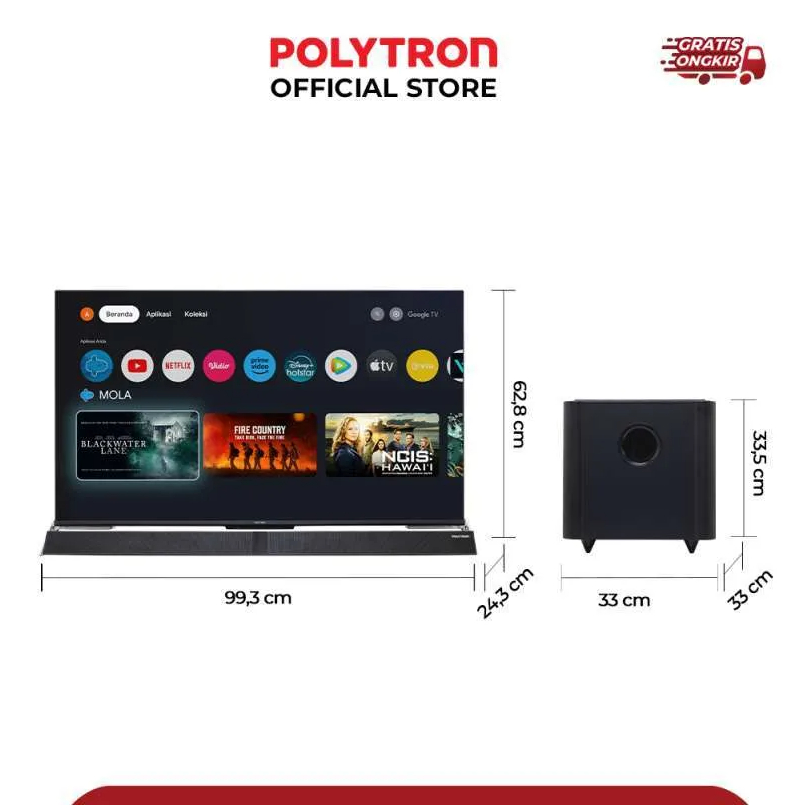 Jual POLYTRON 4K UHD Smart Cinemax Soundbar TV 43 Inch PLD 43BUG5959 ...