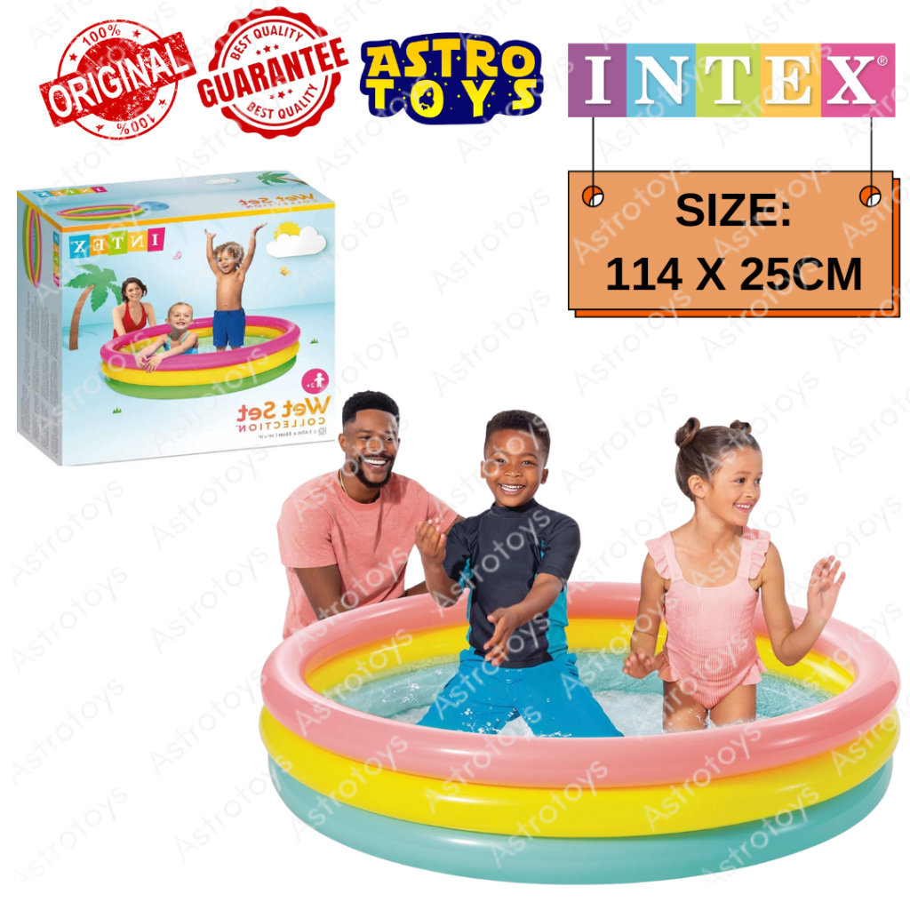 Jual Intex Kolam Renang Anak Bulat Pelangi Ukuran 114cm x 25cm untuk berenang / Mainan Bak Mandi ...
