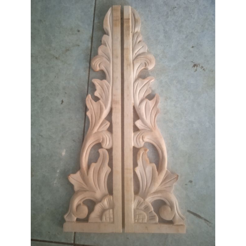 Jual ukiran tempel ornamen sudut kayu mahoni 10x40 motif lancip ...
