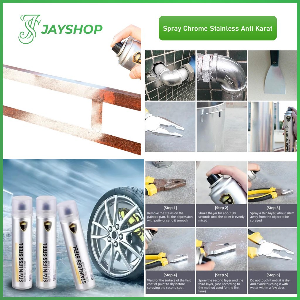 Jual Spray Chrome Cat Semprotan Krom Tanpa Karat Warna Stainless Steel ...