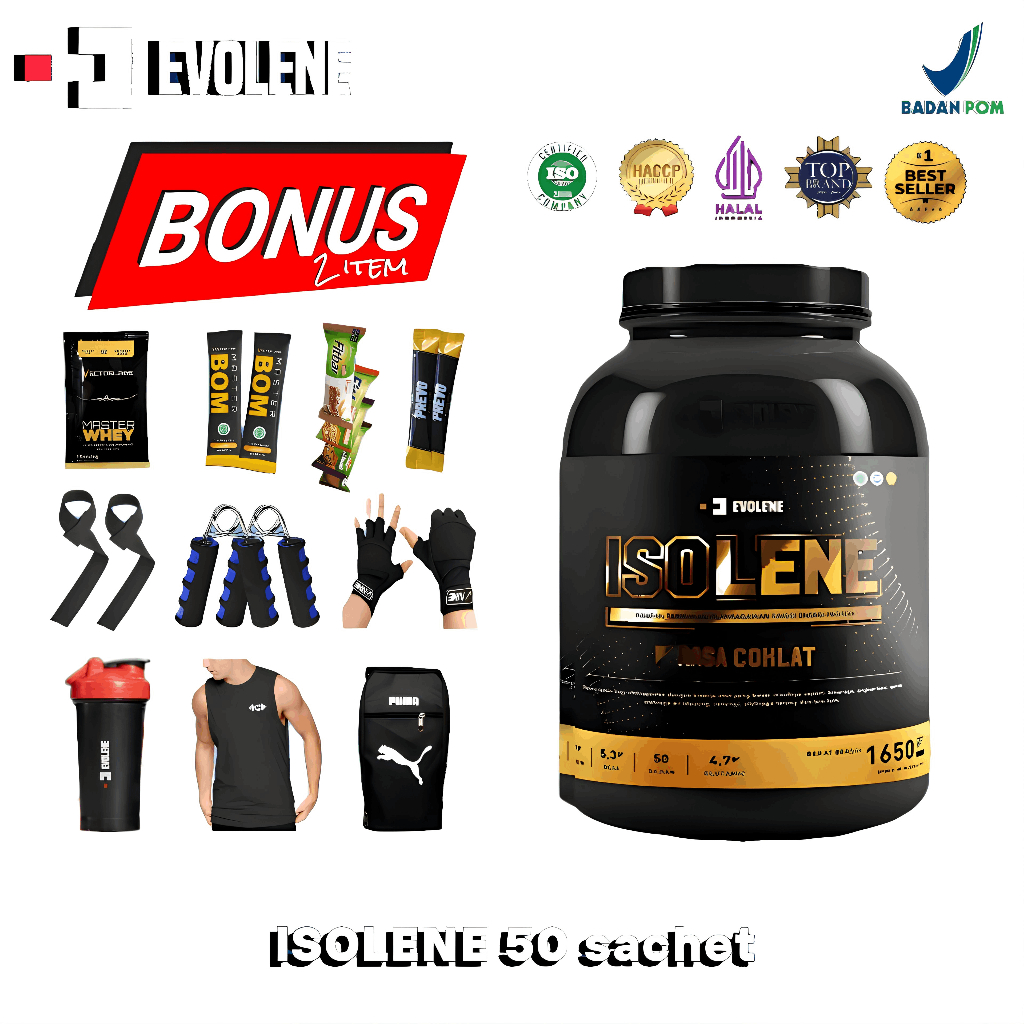 Jual Evolene Isolene Whey Protein Isolate 50 sachet Whey Protein ...