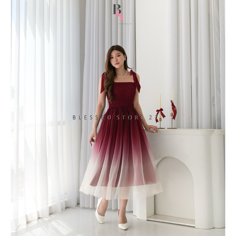 Jual D1686 SHENSHEN KOREAN STYLE TILLE VINTAGE MIDI DRESS RIBBON ...