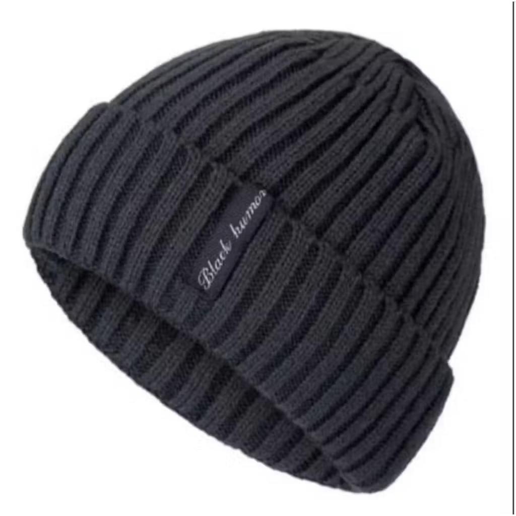 Jual Kupluk Pria Terbaru Beanie Hat Label Cap Black Humar 2025 Kekinian ...