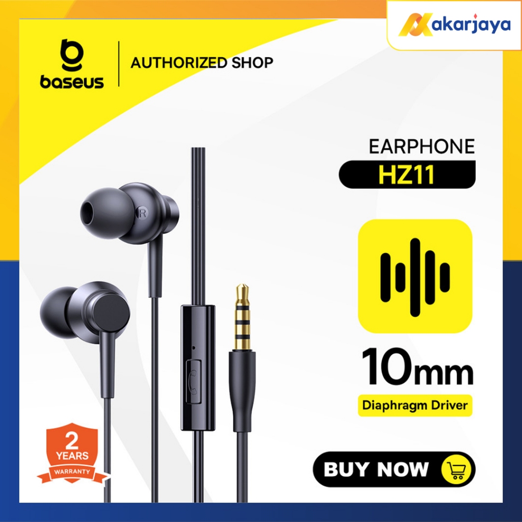 Jual BASEUS HZ11 HEADSET HANDSFREE ENCOK JACK 3.5MM 1.2M NOISE ...