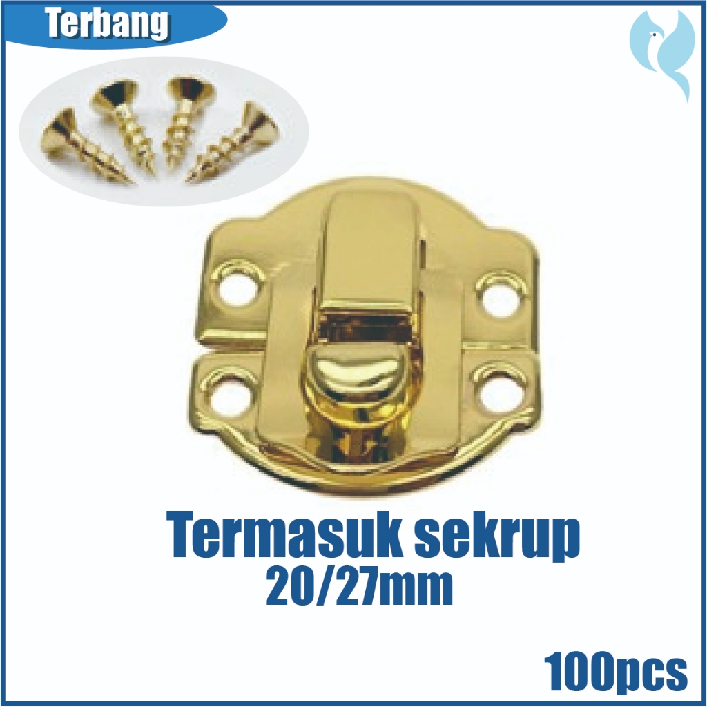 Jual 100Pcs Kunci Dus Key Hook Gold 20/27mm Pengait Kotak Hey Hook ...