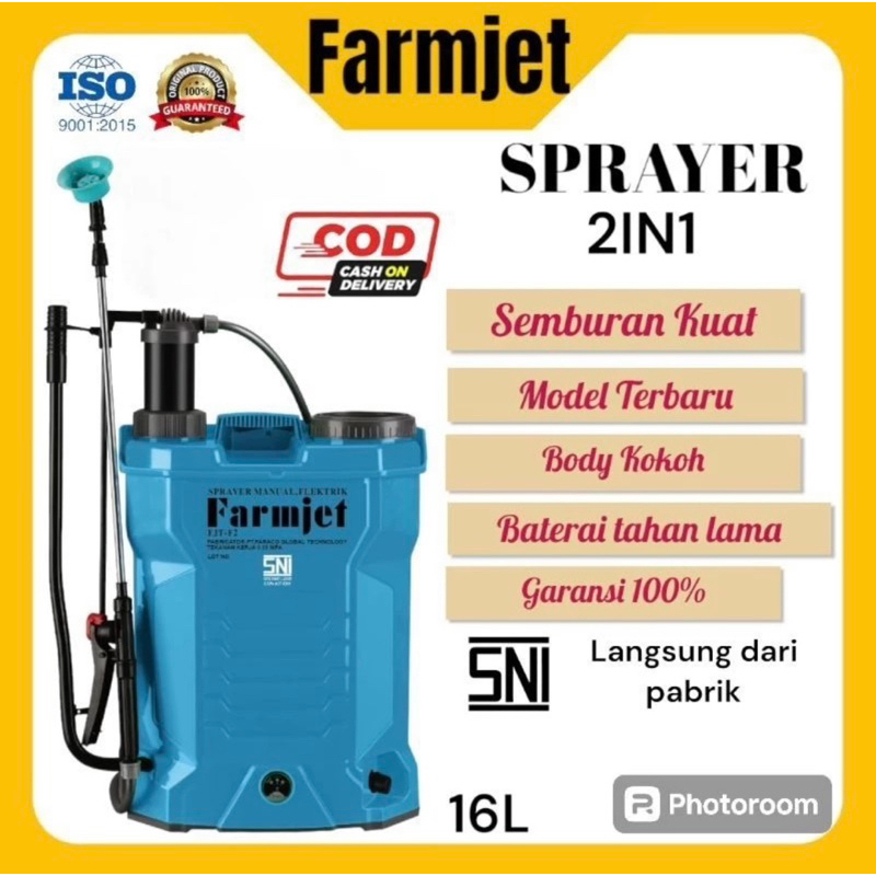 Jual TANGKI SPRAYER MERK FARMJET 2 IN 1| 16 Liter | 2 FUNGSI ELEKTRIK ...