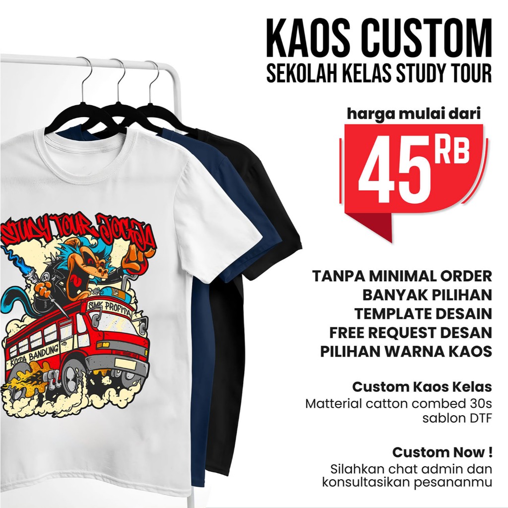 Jual Kaos Custom Sablon Kelas Bebas Ganti Nama & Desain / Baju ...