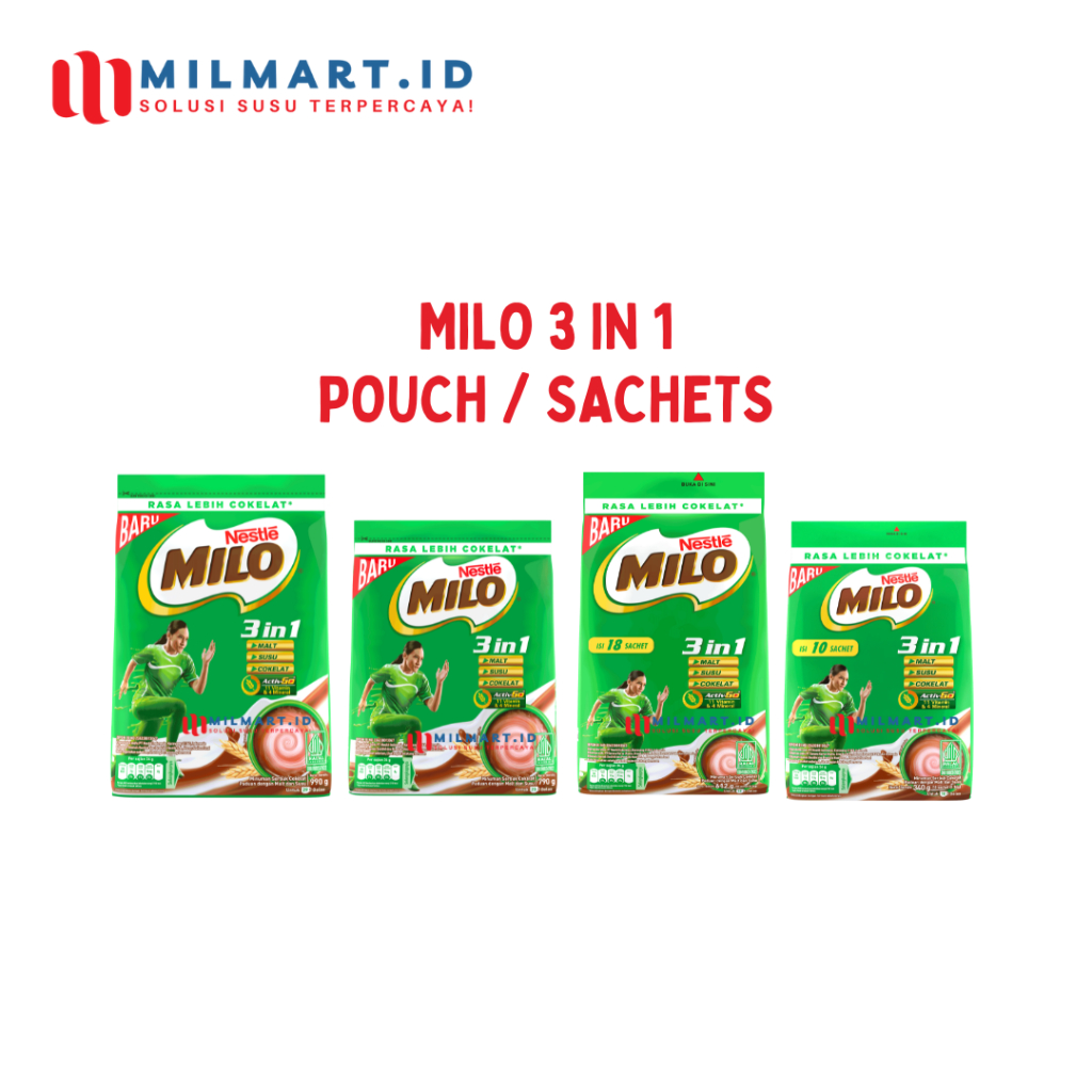 Jual NESTLE MILO 3IN1 ACTIV-GO 790G/990G/SACHETS MILO MINUMAN SUSU ...