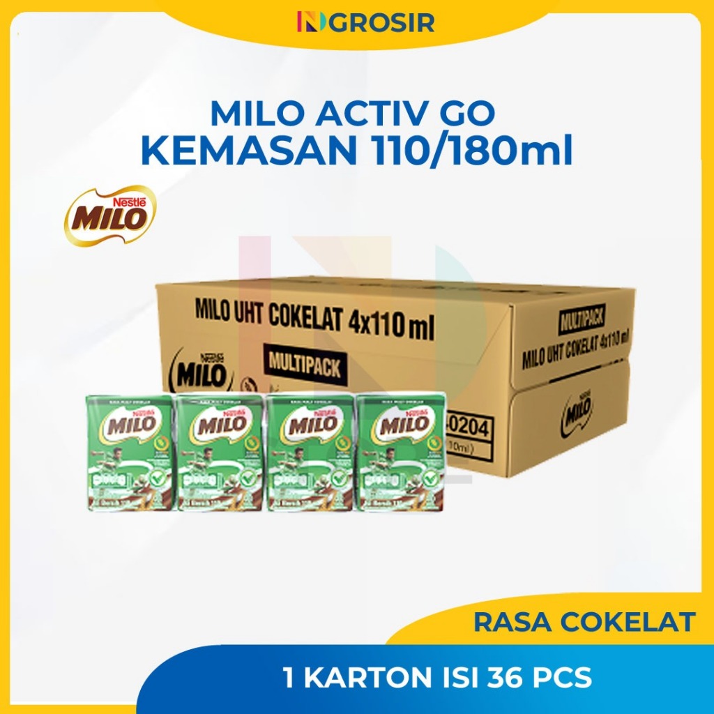 Jual Milo ACTIVE-GO Rasa Cokelat Kemasan 110ml/180ml 1 Karton Isi 36 Pcs | Shopee Indonesia