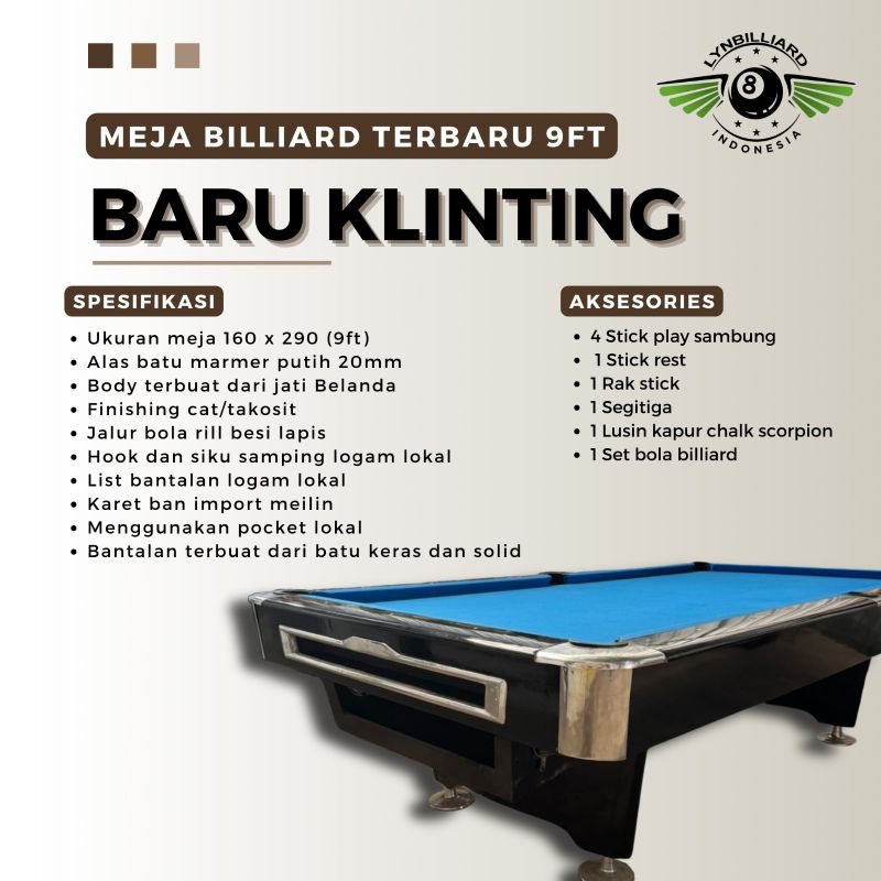 Jual Meja Billiard Baruklinting 9 Feet Meja biliard 9ft Meja Billiard 9 ...