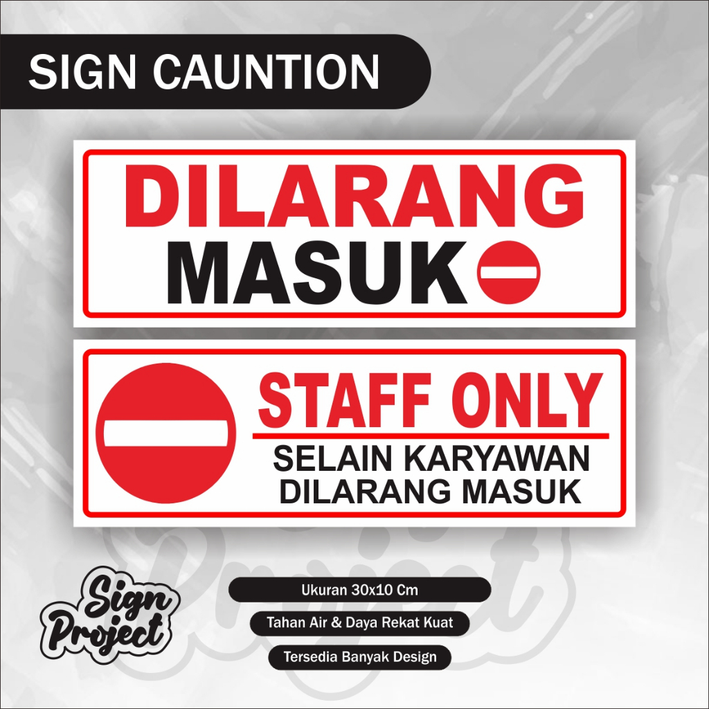 Jual Sticker Label Staff only selain karyawan dilarang masuk / stiker ...