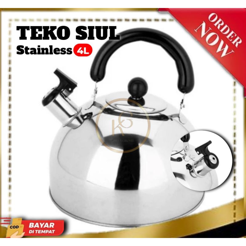 Jual Teko Siul Stainless 4L/Teko Bunyi/Teko Pemanas Api Stainless/Ketel Stainles Ceret 4L ...