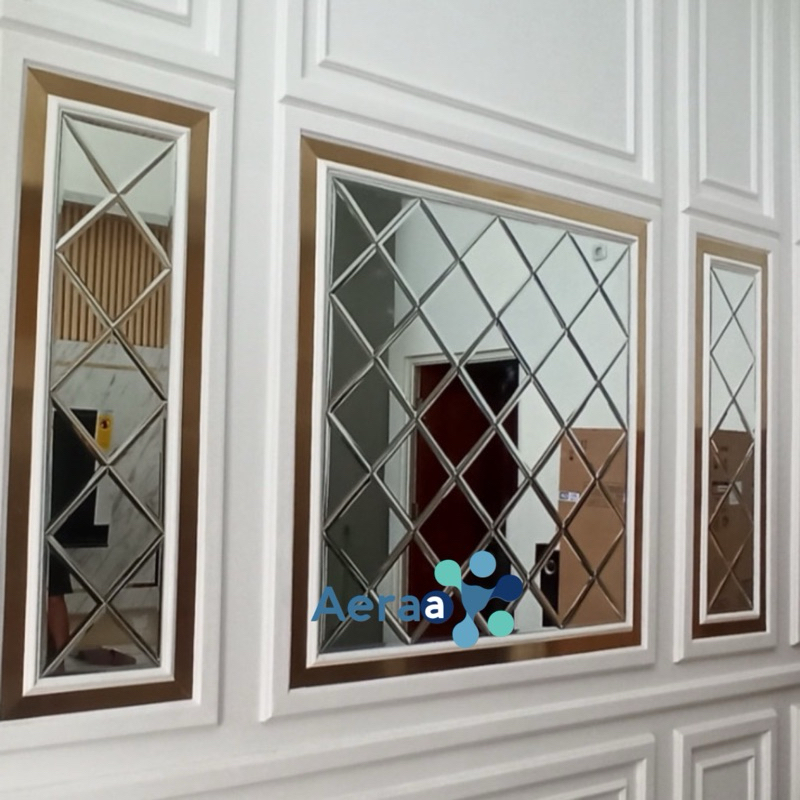 Jual custom kaca cermin bevel kaca moulding dinding tebal kaca 5mm ...