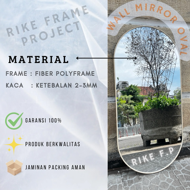 Jual Wall Mirror oval capsul, kaca gantung minimalis, kaca Aesthetic ...