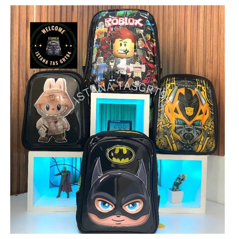 Jual Tas ransel anak PAUD TK SD karakter kartun BATMAN TOPENG 3D LED Tas Ransel Sekolah Anak ...