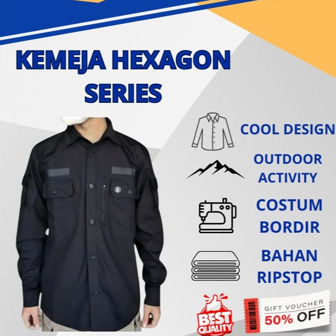 Jual Baju Tactical Lapangan Kemeja Seragam Kerja Kantor Outdoor HEXAGON Lengan Panjang PDH ...