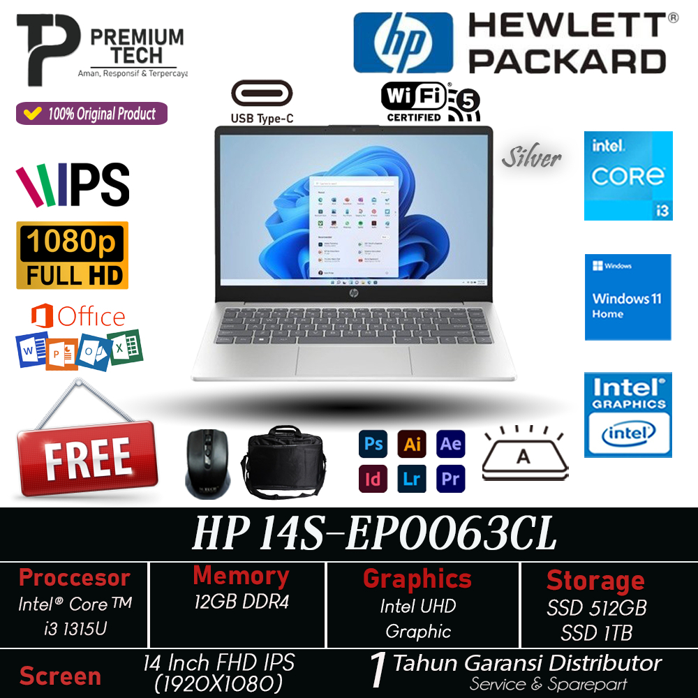 Jual Laptop HP 14s Intel Core i3 1315u Ram 16GB 1TB SSD FHD IPS ...