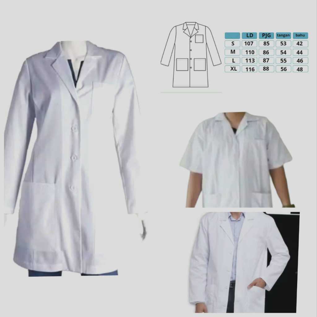 Jual Jas Putih Laboratorium Lengan Panjang Pendek Pakaian Lab Rumah ...