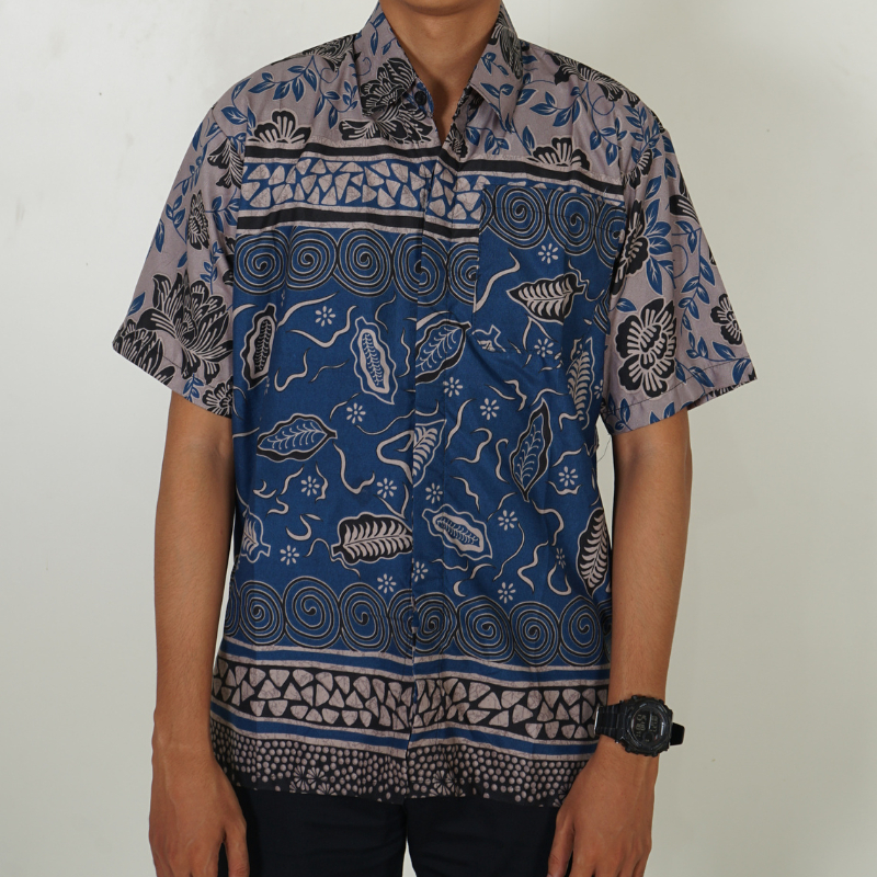 Jual BATIK TRUSMI Kemeja Batik Pria Seragaman Motif Remekan Biru BUL ...