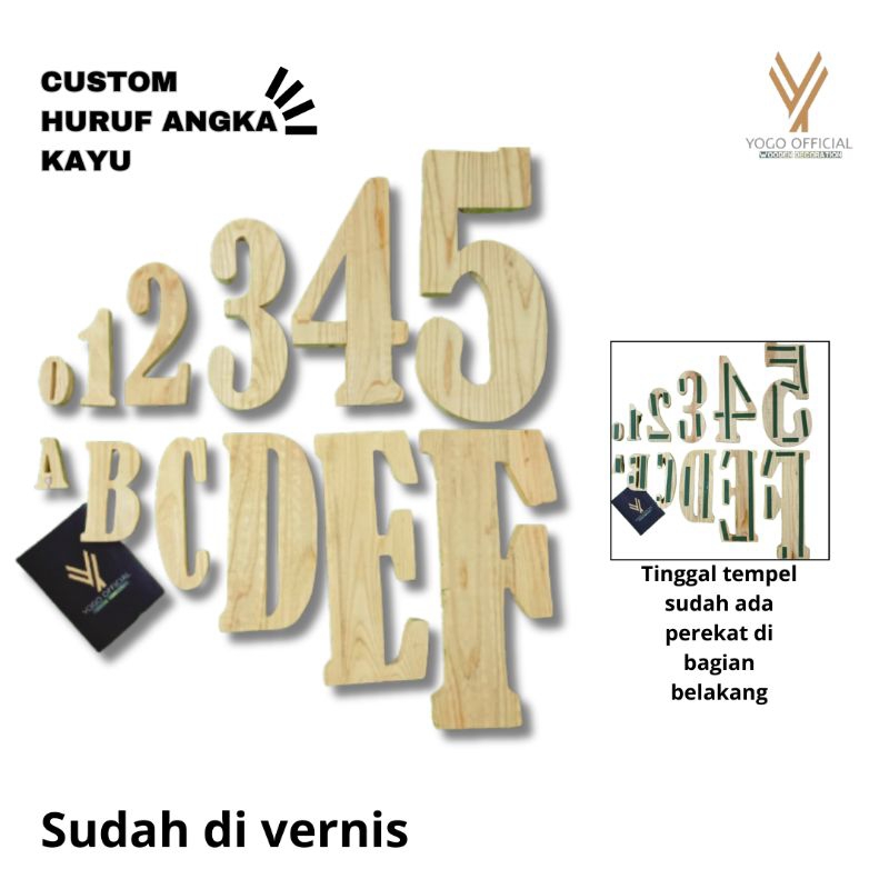 Jual Huruf Angka Kayu Timbul Dekorasi Nama Nomor Tempel ( Sudah Di ...