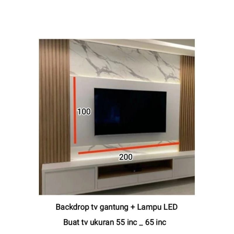 Jual backdrop tv 65 inc lampu LED modern minimalis | Shopee Indonesia