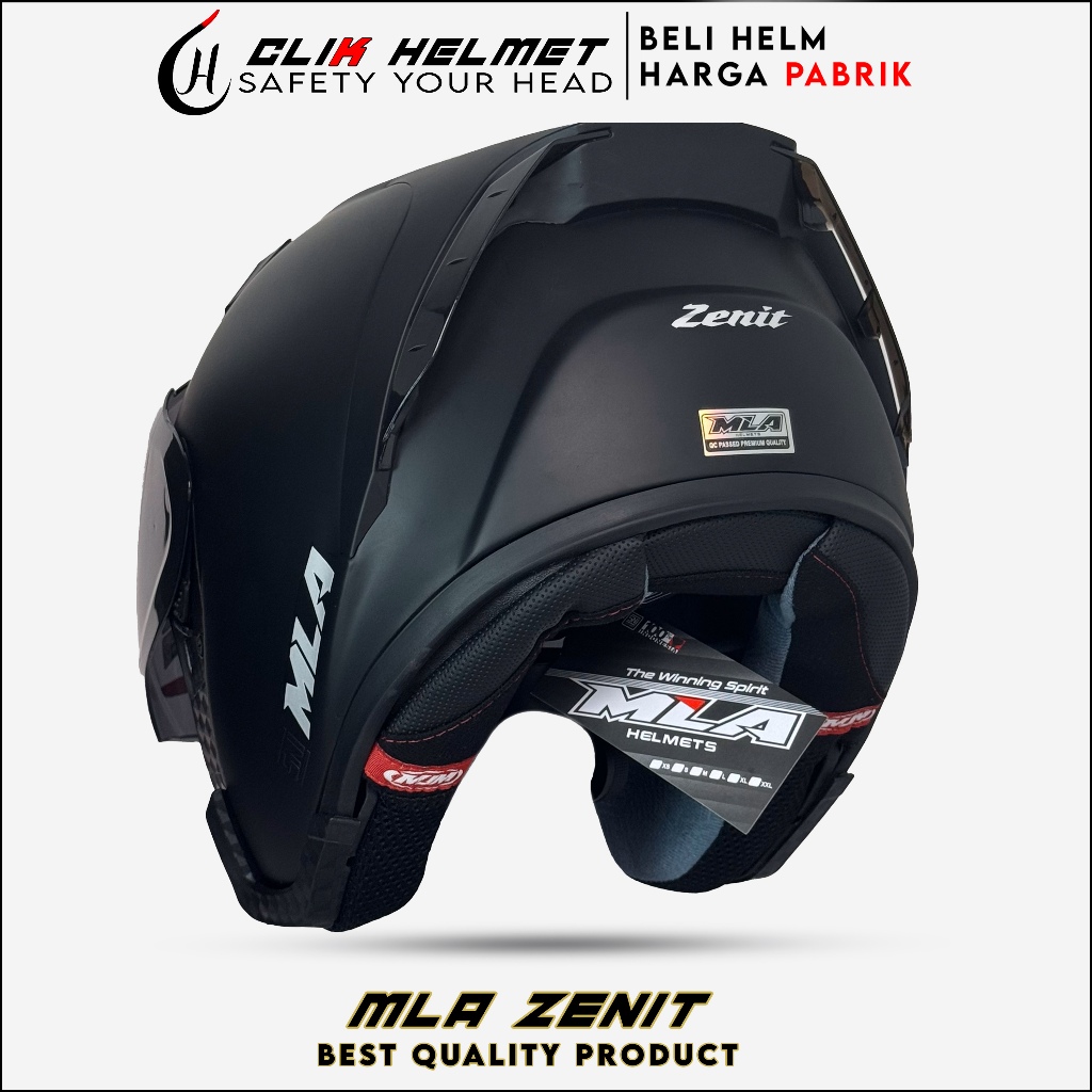 Jual Helm Half Face MLA ZENIT - Hitam Doff Visor Hitam Smoke SNI ...