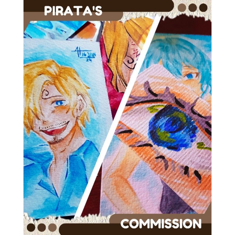 Jual Pirata's Commissions | Jasa Gambar/Lukis Cards (5pcs) | WaterColors/Acrylic | Shopee Indonesia
