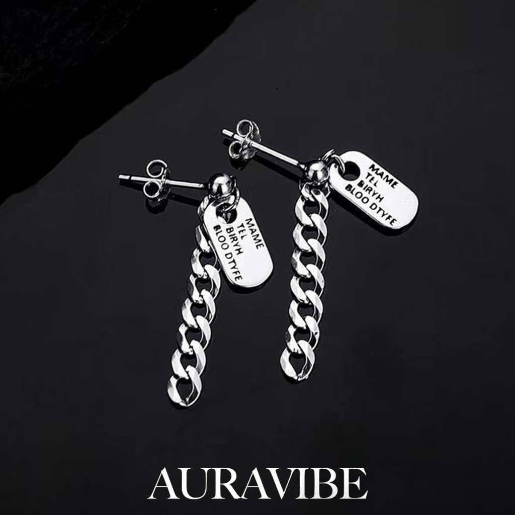 Jual AURAVIBE Laki-laki surat Label gantung anting-anting rumbai rantai ...