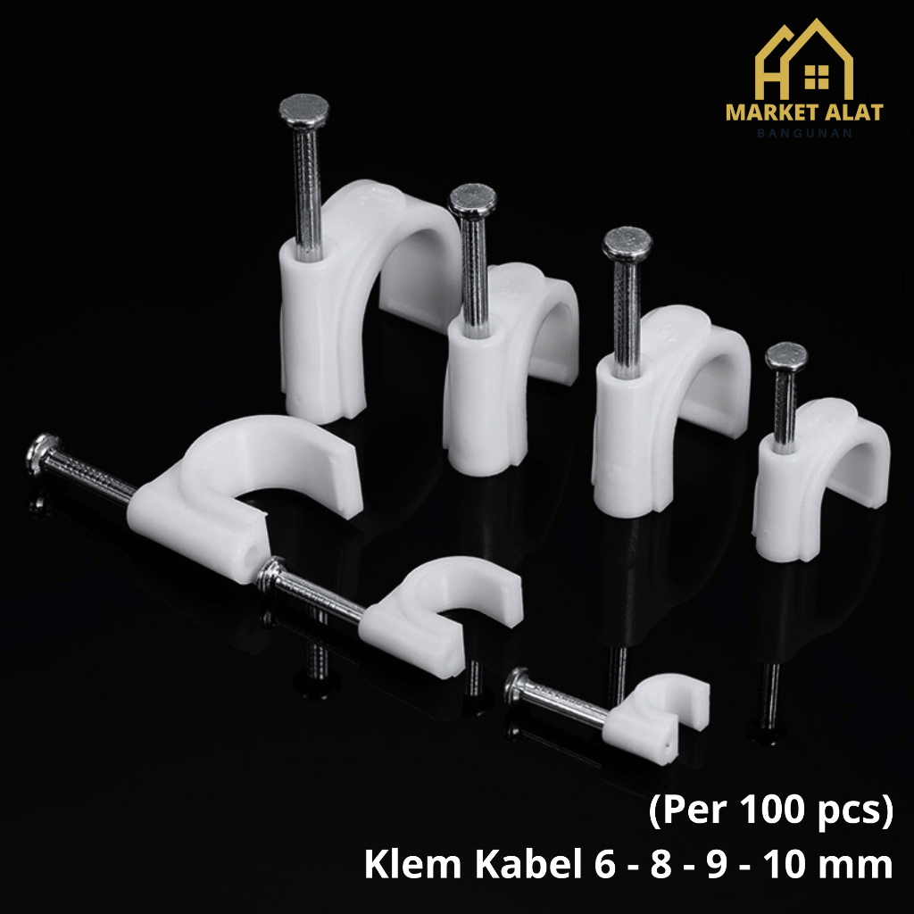 Jual (Per 100 pcs) Klem Kabel + Paku Beton 6 - 8 - 9 - 10 mm | Shopee ...