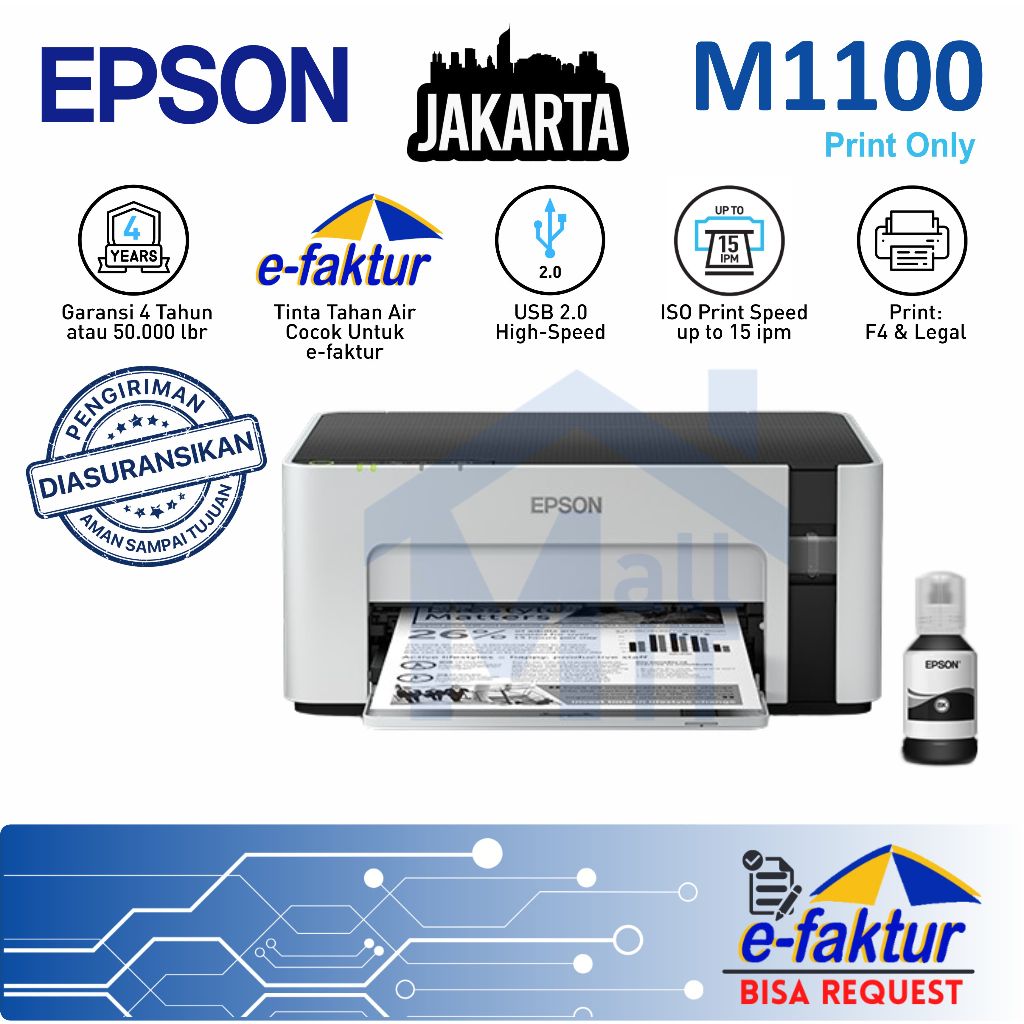 Jual MALLIT EPSON Printer Epson M1100 Epson M-1100 M 1100 Monochrome ...