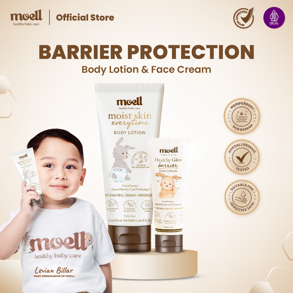 Jual Moell Barrier Protection Body Lotion 185gr & Face Cream 40gr ...