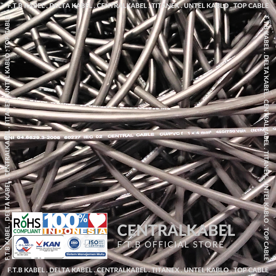 Jual SNI CENTRAL KABEL NYAF 4 Sqmm 750V Meteran ( H07VK / AF / BVR 1X4mm 4mm 1x4Sqmm 1x4 ...