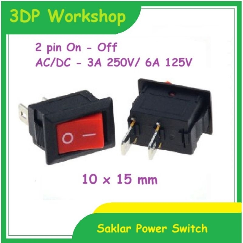 Jual Saklar power switch rocker switch 2 pin Hitam | Shopee Indonesia