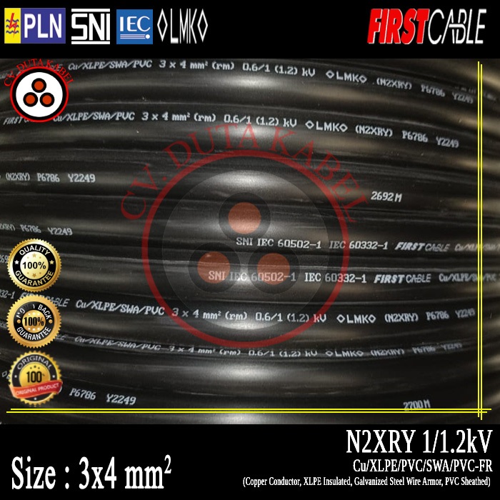 Jual Kabel N2XRY 3x4 mm2 (Cu/XLPE/SWA/PVC) /3x4 mm/3 x 4 mm2/3 x 4 mm/3x4 | Shopee Indonesia