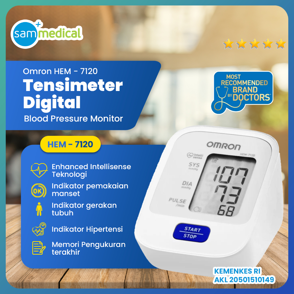 Jual OMRON Tensimeter Digital / Tekanan Darah HEM-7120 / Blood Pressure Monitor / Tensimeter ...