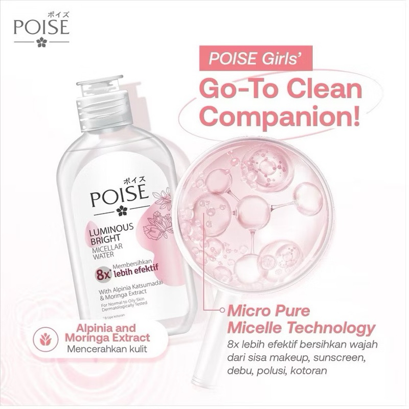 Jual POISE Micellar Water Luminous Bright 125 ML 8x Membersihkan Lebih ...