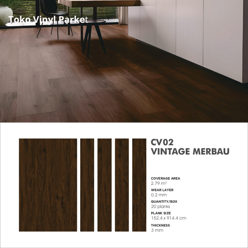 Jual Lantai Vinyl Champion tebal 3mm motif kayu (20 Pcs) CV02 Vintage ...